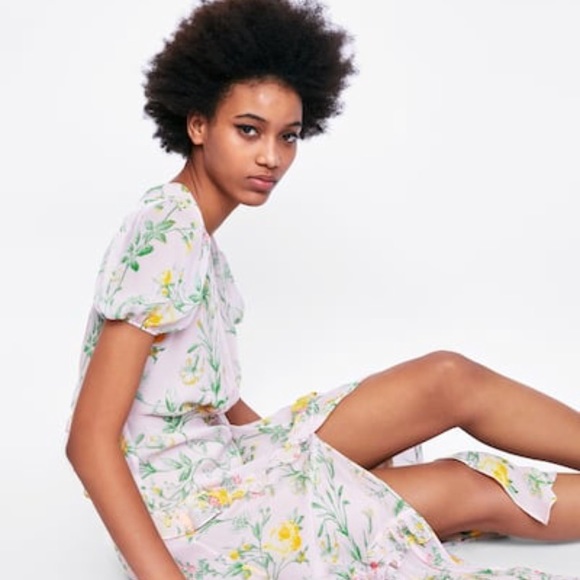 Zara | Dresses | Ruffled Floral Print Dress | Poshmark